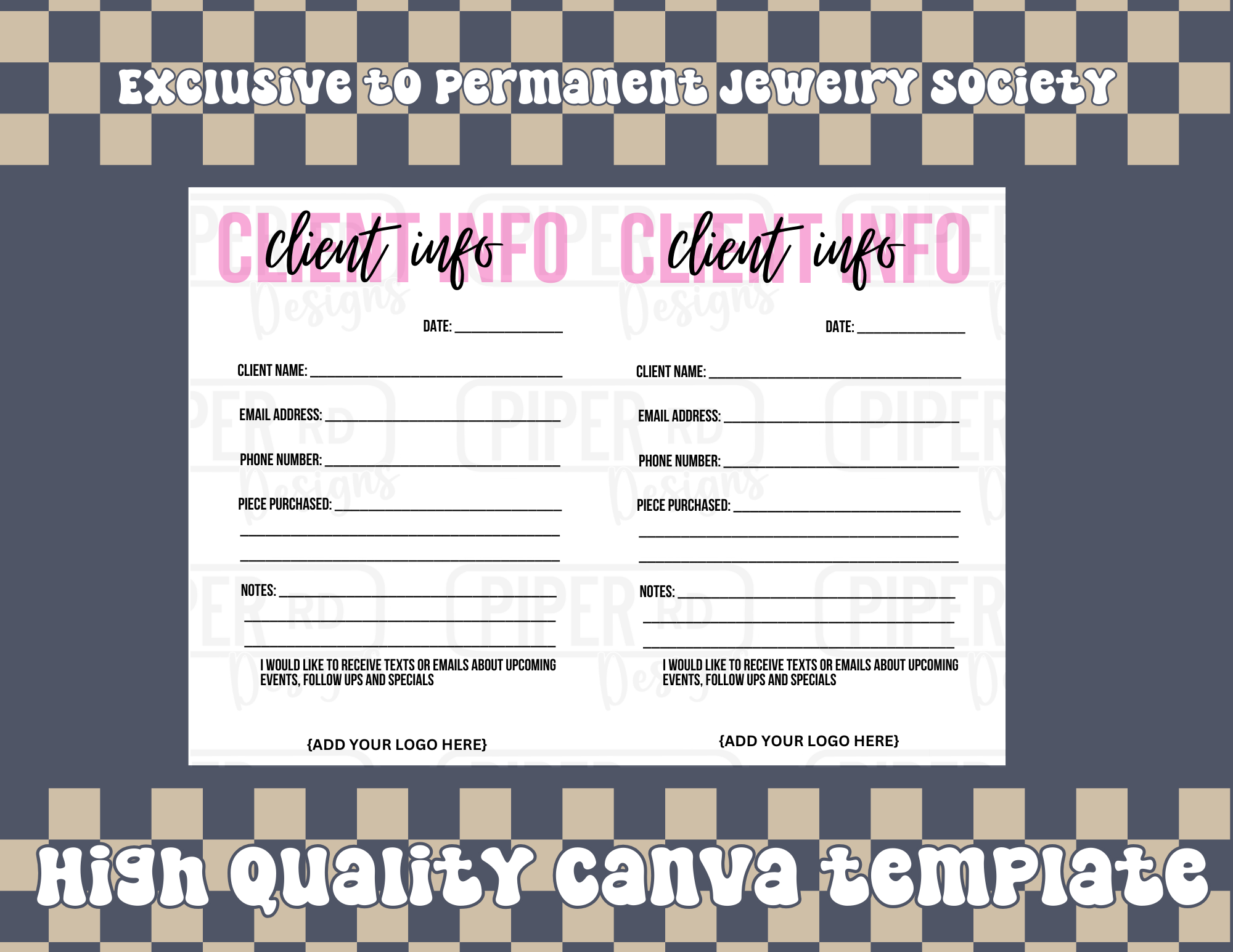 Client Info Sheet Canva Template – Piper Road Designs
